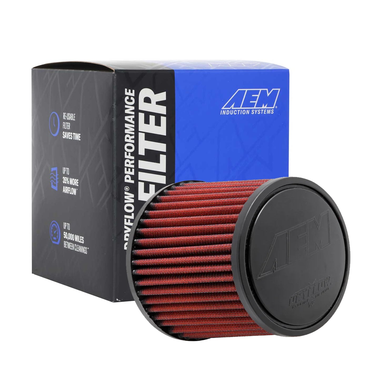 AEM Universal Air Filter Cone Type Washable 21-2011DK 2.5" Inlet, 5" H